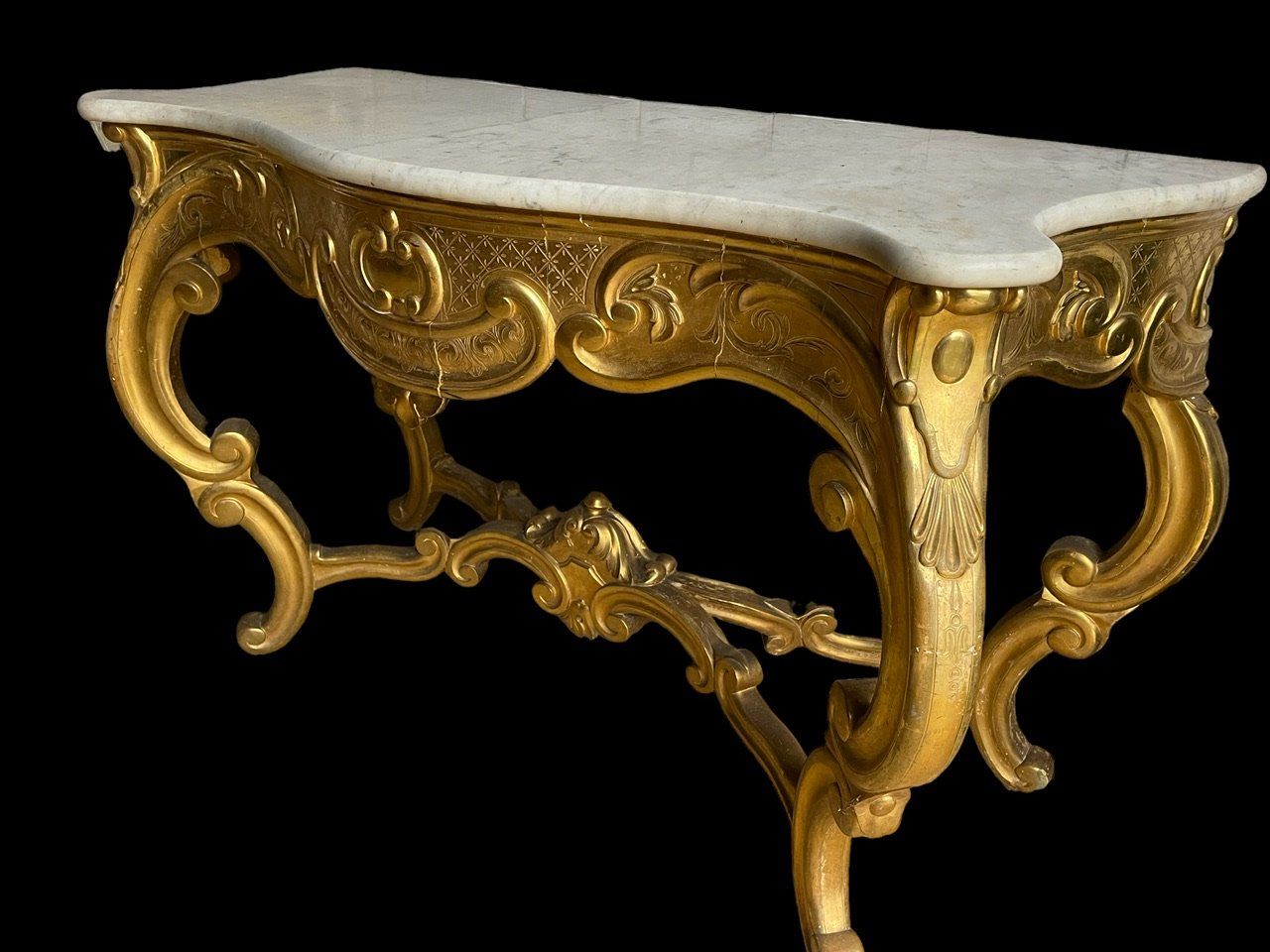 19th Century Louis XV Golden Console for sale at Pamono