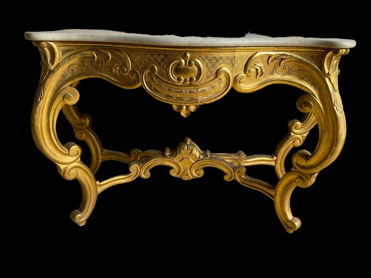 19th Century Louis XV Golden Console for sale at Pamono