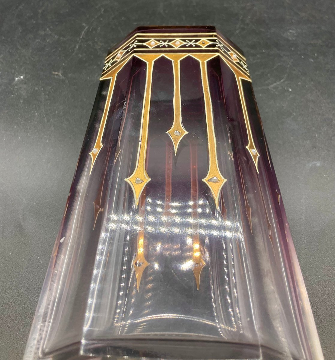 Art Deco Octagonal Vase from Moser Glas for sale at Pamono