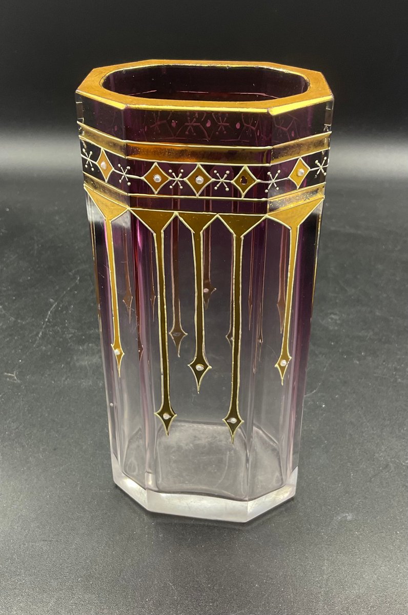 Art Deco Octagonal Vase from Moser Glas for sale at Pamono