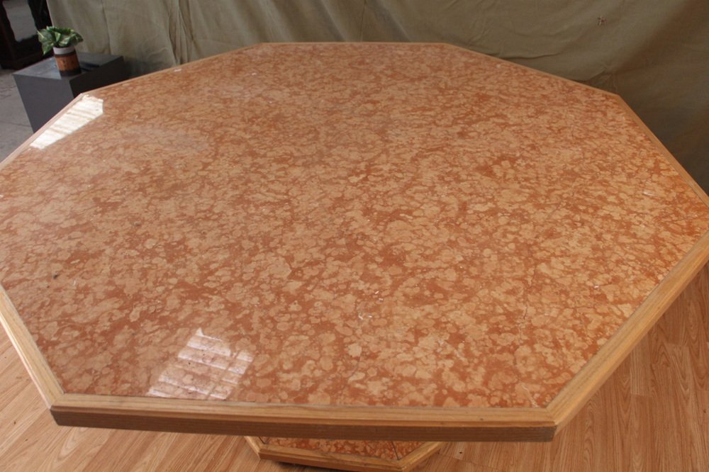 Large Dining Room Table in Marble Veneer, 1980s for sale at Pamono
