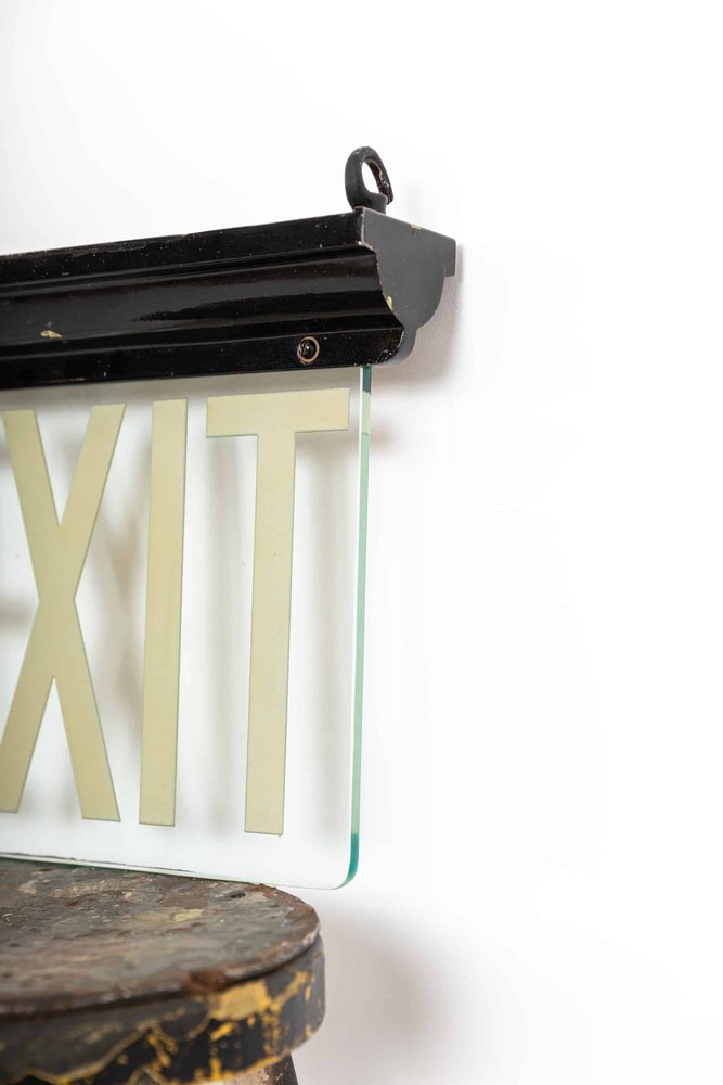 Illuminated Hanging Exit Sign, 1920s for sale at Pamono