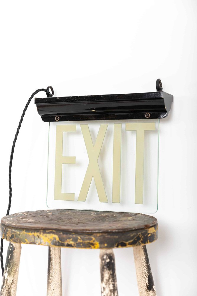 Illuminated Hanging Exit Sign, 1920s for sale at Pamono