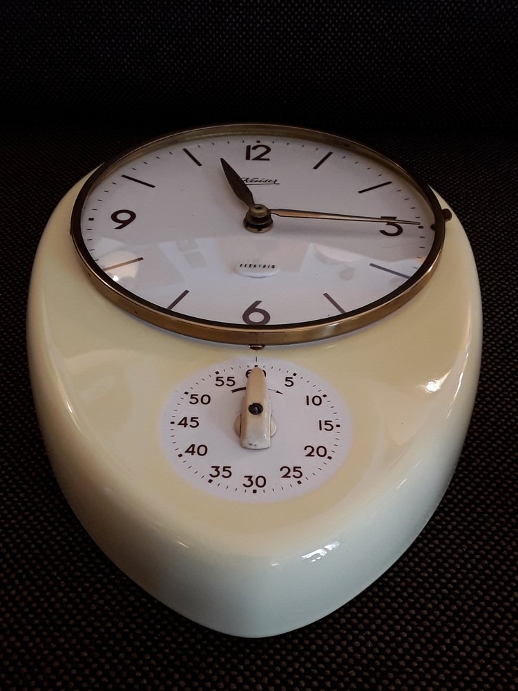 Mid-Century German Ceramic Wall Clock from Kaiser, 1960s for sale at Pamono