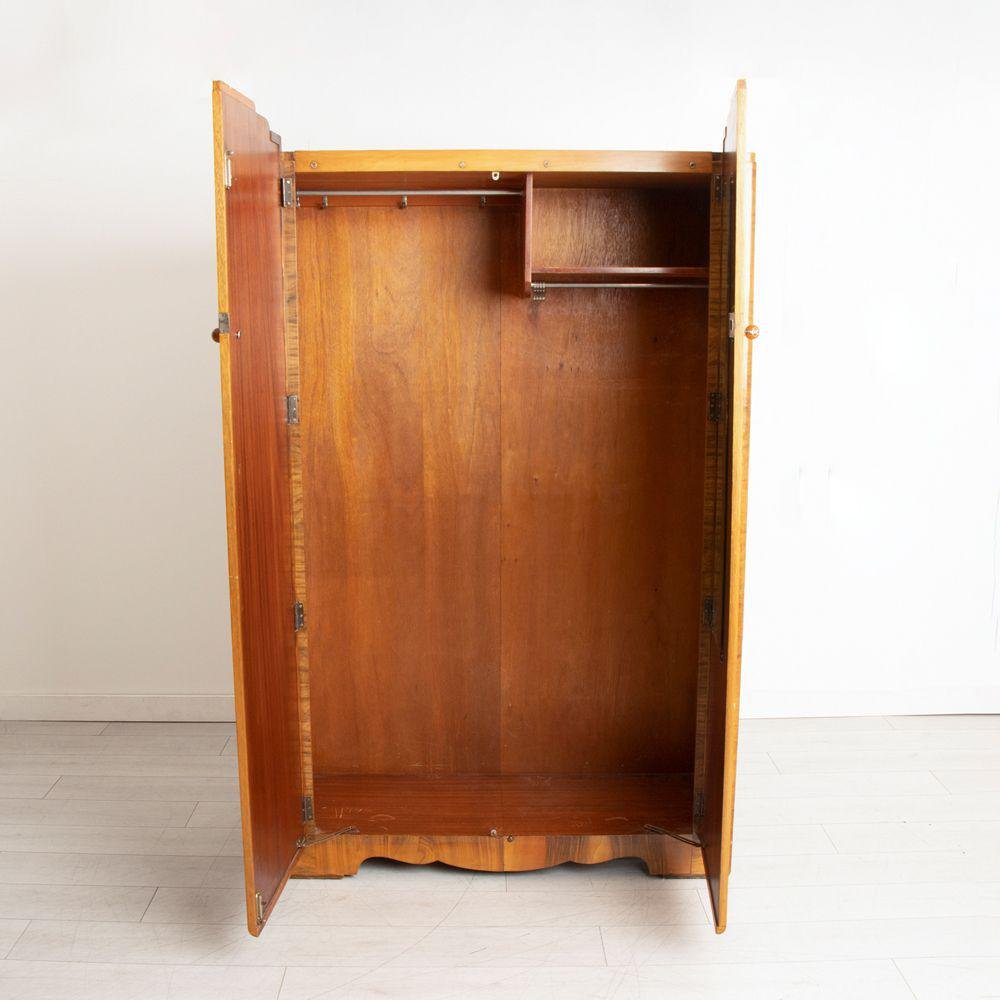 British Art Deco Wardrobe in Figured and Banded Walnut, 1930 for sale ...