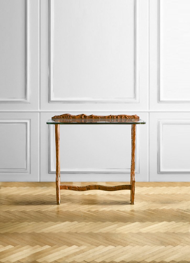 Crystal & Sculpted Wooden Wall Console, 1960s for sale at Pamono