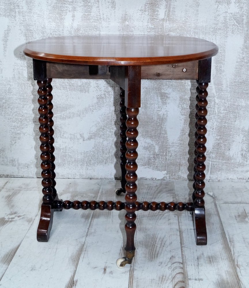 Bobbin Turned Table in Walnut, 1880 for sale at Pamono