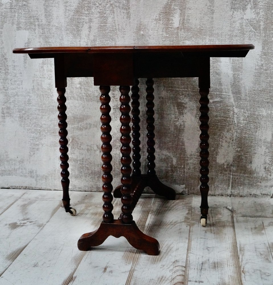 Bobbin Turned Table in Walnut, 1880 for sale at Pamono