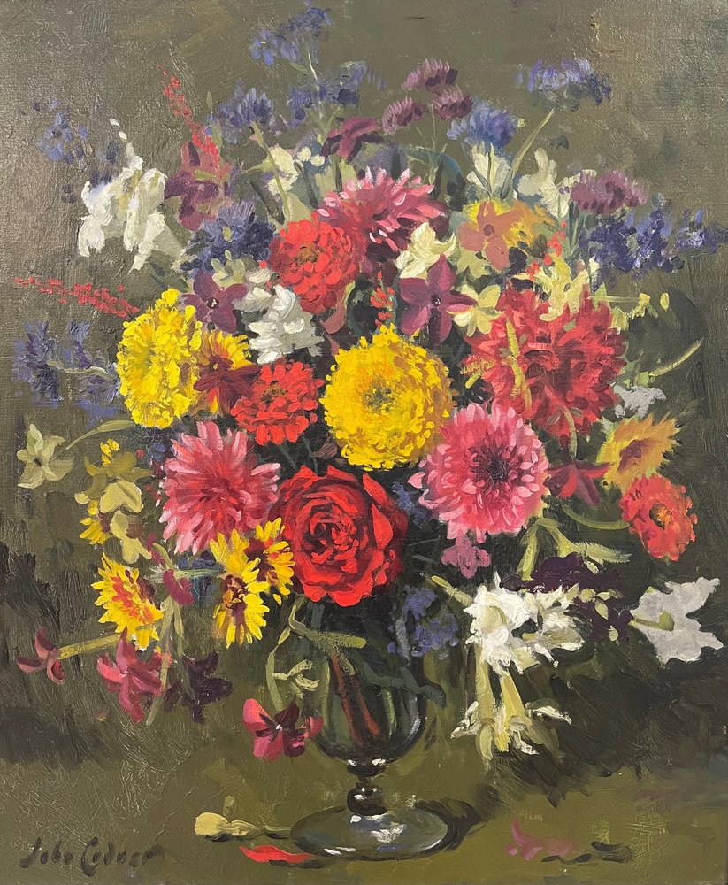 John Whitlock Codner RWA, Still Life Flowers in Glass Vase, Oil ...