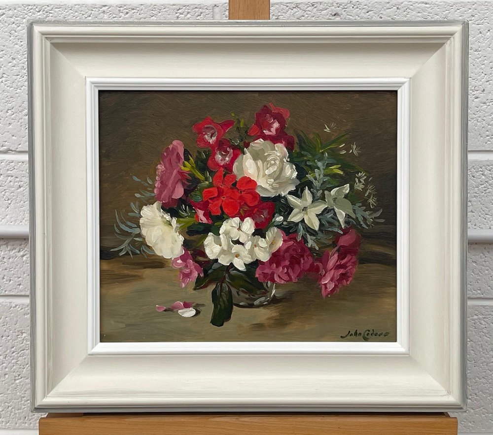 John Whitlock Codner RWA, Still Life of Red, Pink & White Flowers, Oil ...