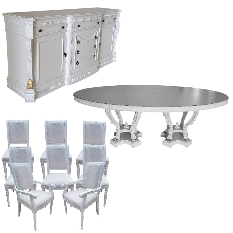 Mediterranean Dining Table and Chairs, Set of 10 for sale at Pamono