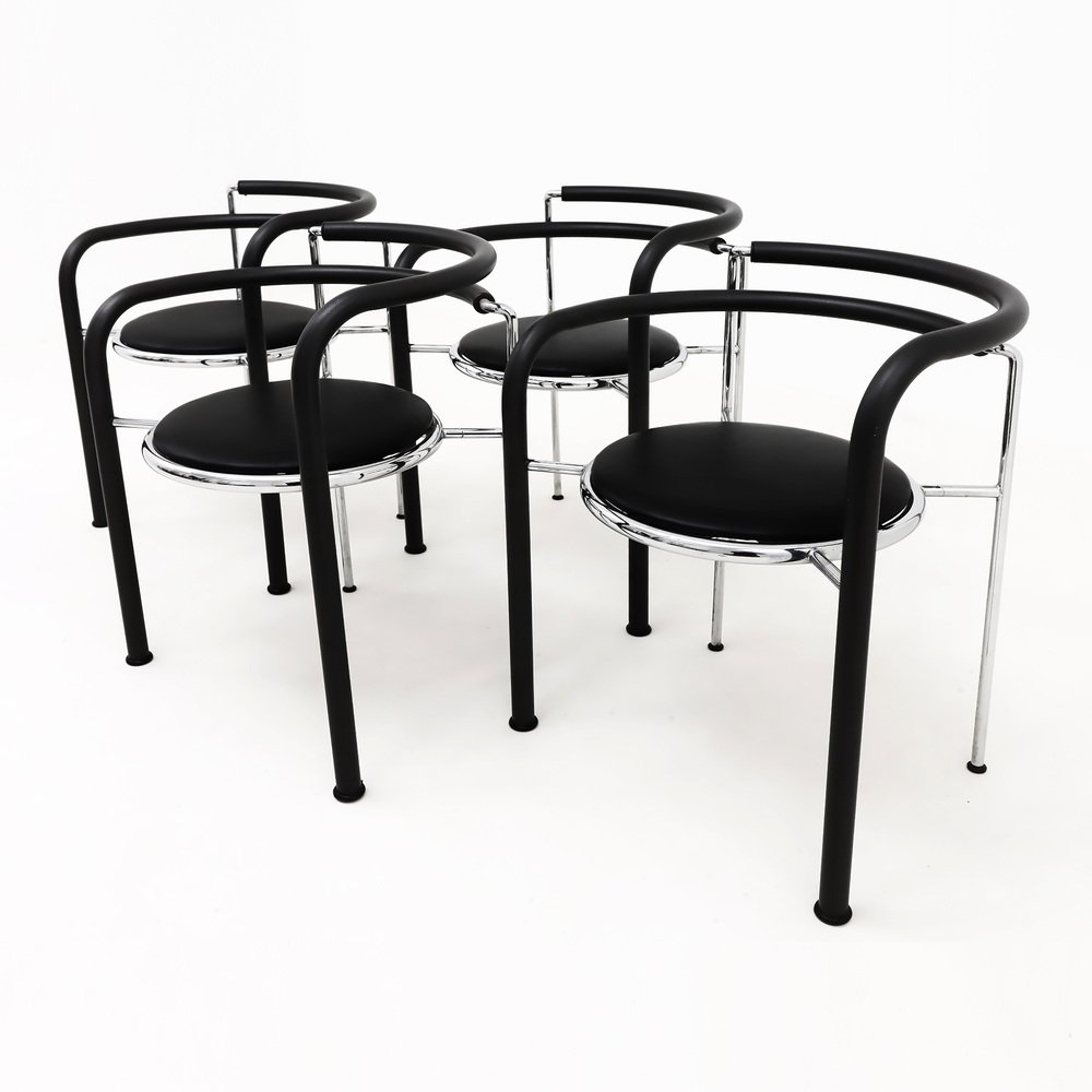 Dark Horse Chairs in Chrome and Black Leather by Rud Thygesen and ...