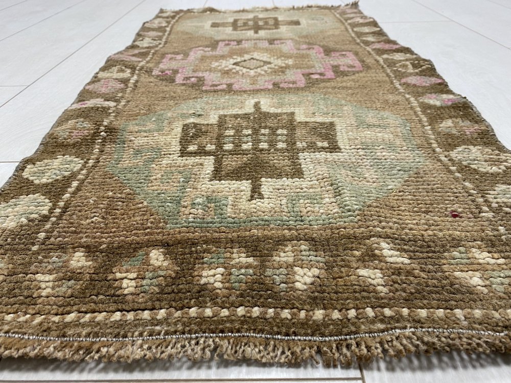 Vintage Turkish Tan Mat Rug for sale at Pamono