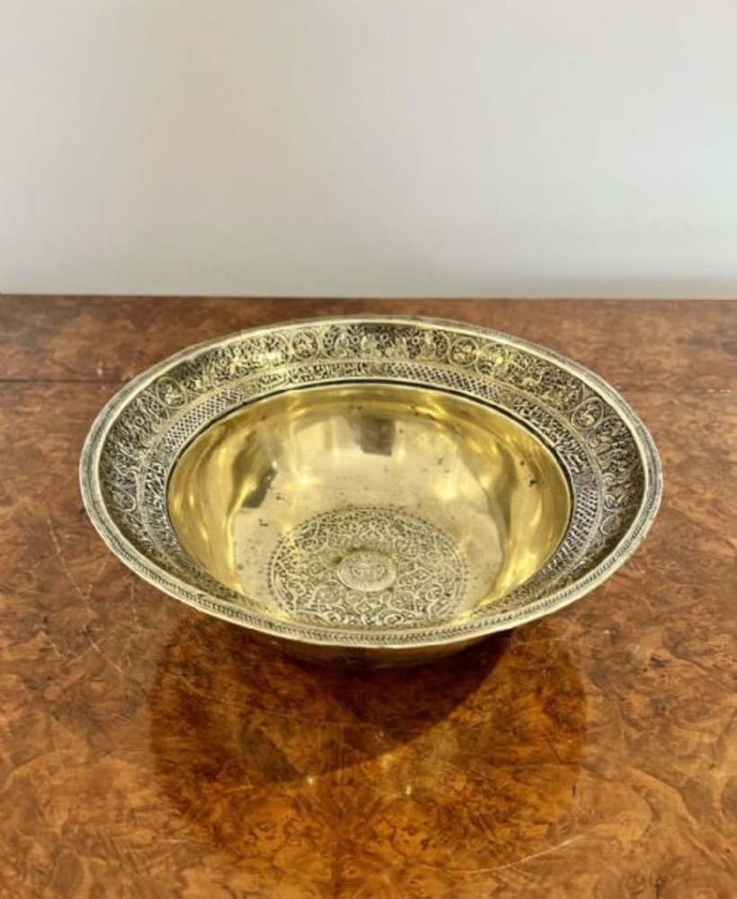Victorian Circular Cairoware Brass and Mixed Metal Bowl, 1860s for sale ...