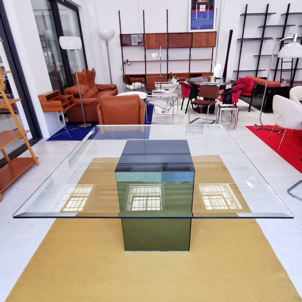 Square Glass Dining Table by Nanda Vigo for Acerbis, 1970s for sale at ...