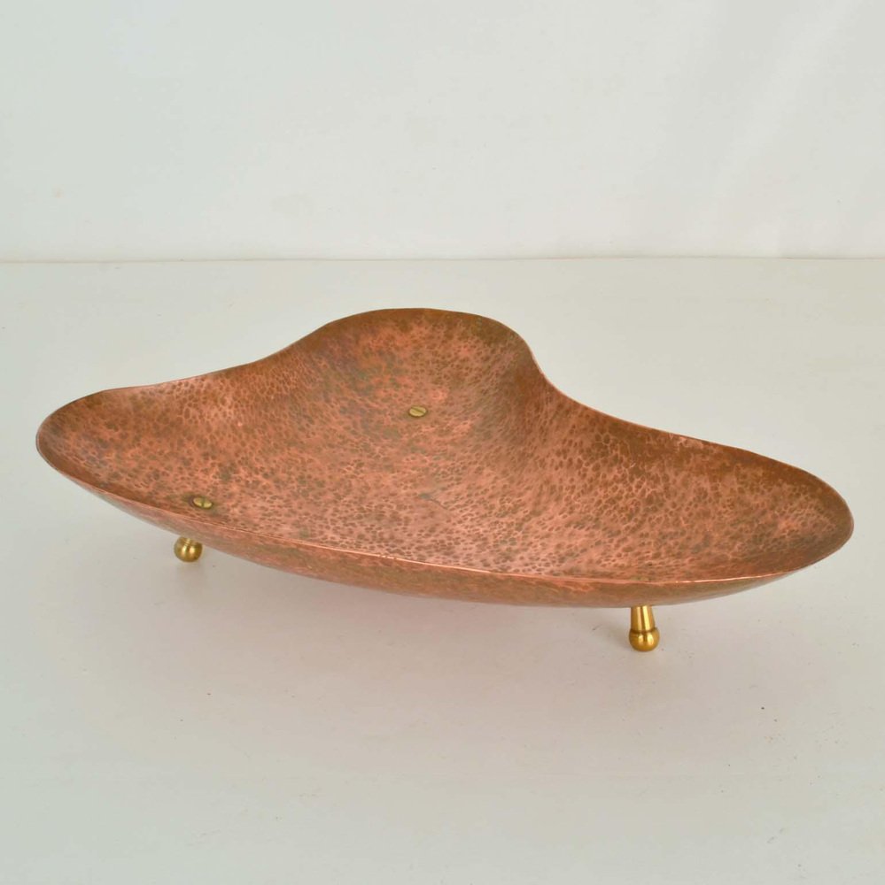 Kidney Shape Copper Decorative Bowl, 1950s for sale at Pamono