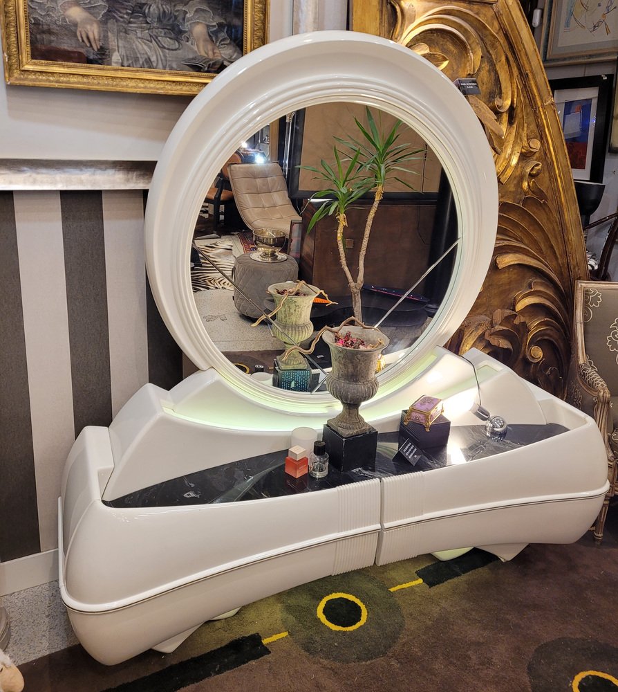 Space Age Style Dressing Table in Lacquered Wood and Fiberglass from ...
