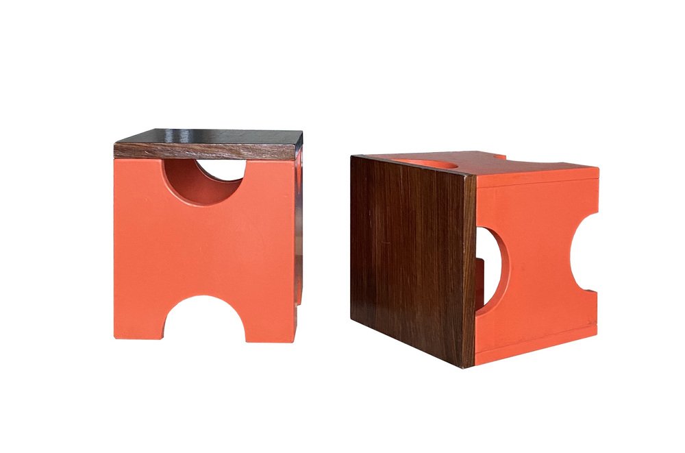 Set of Dado Stools attributed to Ettore Sottsass for Poltronova, 1960s for sale at Pamono