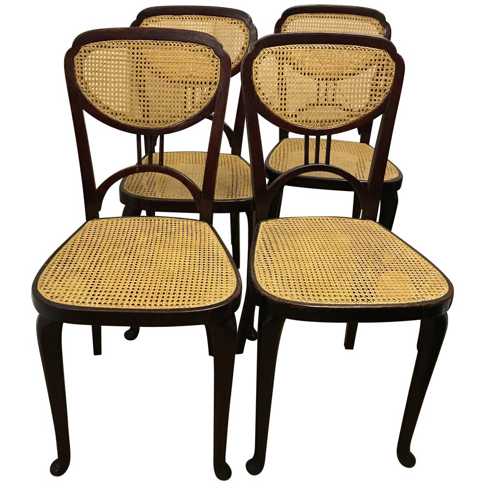 Sedie Art Nouveau di Jugendstil per Thonet, 1910, set di 4 in vendita su Pamono