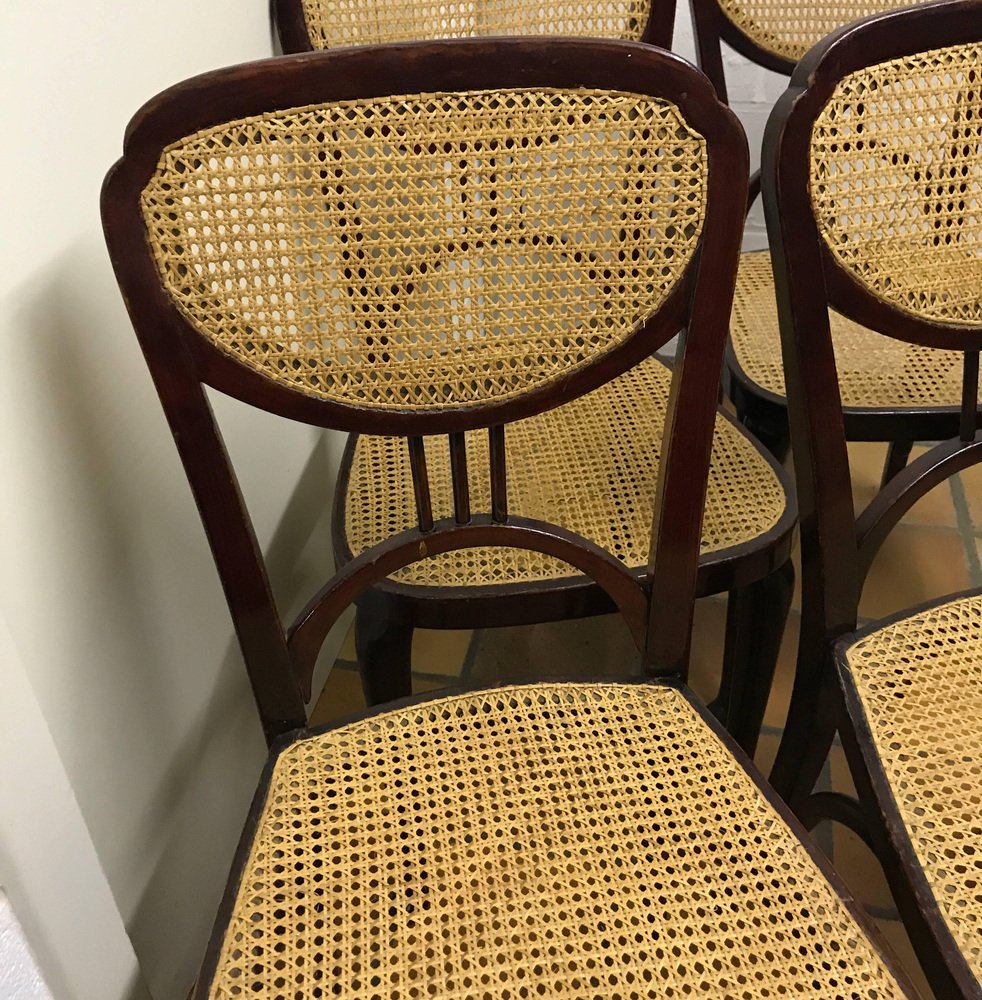 Sedie Art Nouveau di Jugendstil per Thonet, 1910, set di 4 in vendita su Pamono