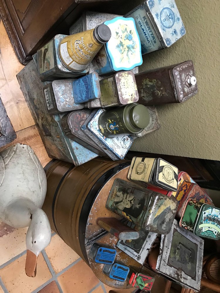 Collection of Tins and a Tin Duck 1900 Total 27 Items Crazy Decoration ...