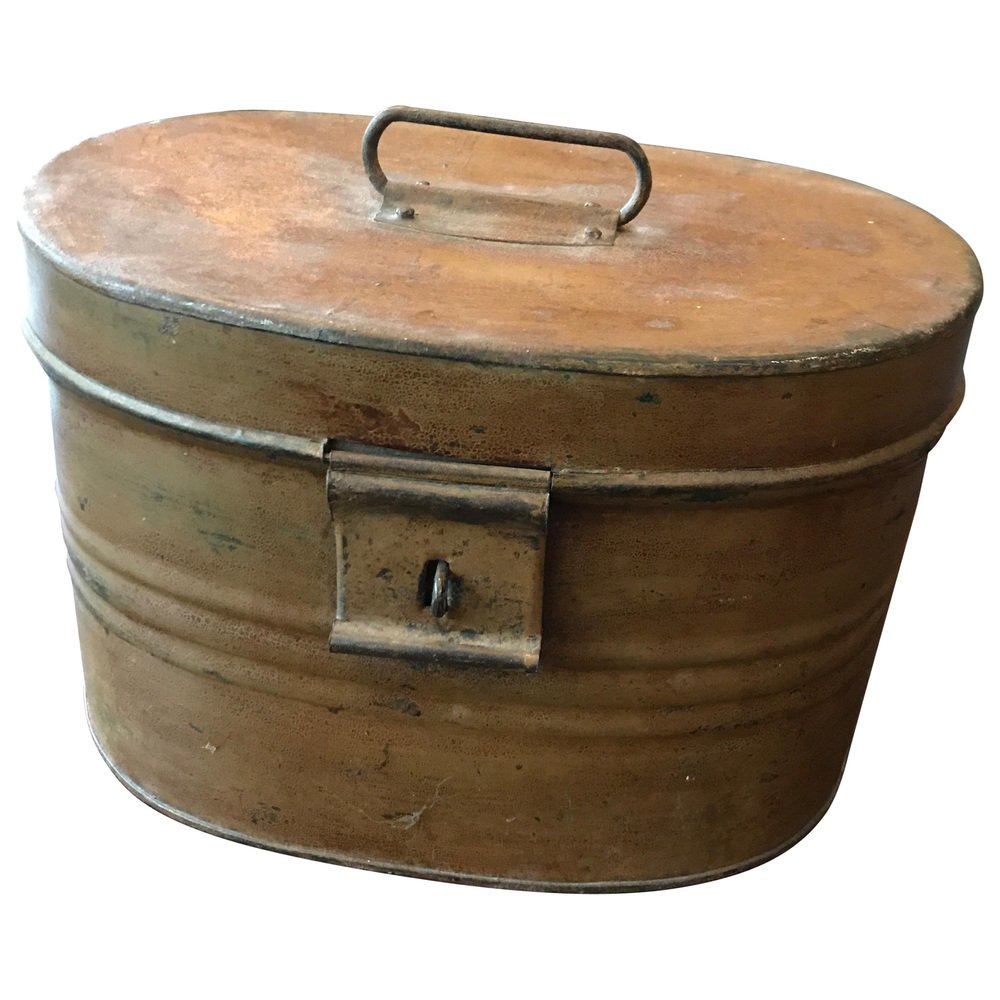 19th Century Metal Hat Box in Trompe Loeil, 1875 for sale at Pamono