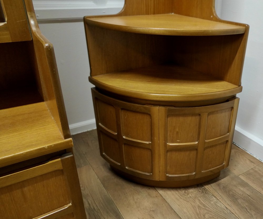 Teak Wall Unit by Nathan Furniture with 2 Corner & 1 Main Unit, 1980s ...