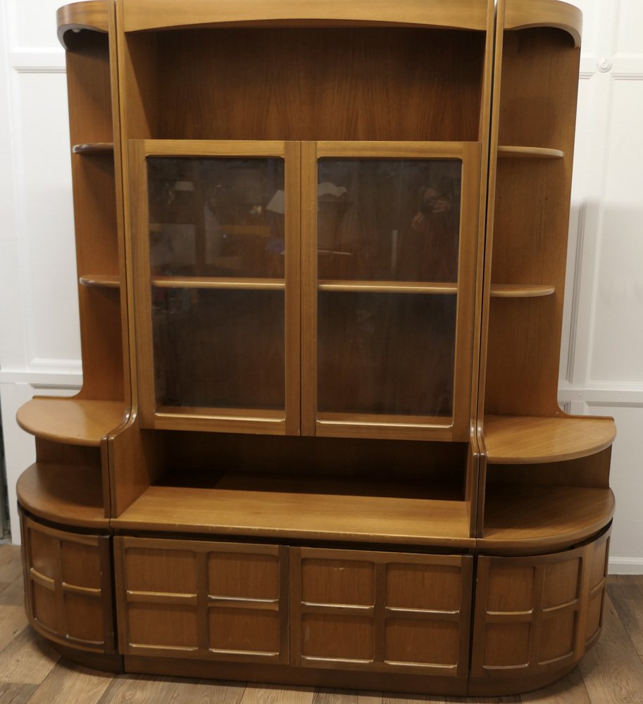 Teak Wall Unit by Nathan Furniture with 2 Corner & 1 Main Unit, 1980s ...