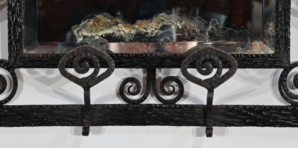 Wrought Iron Luggage Rack with Mirror, 1960s for sale at Pamono