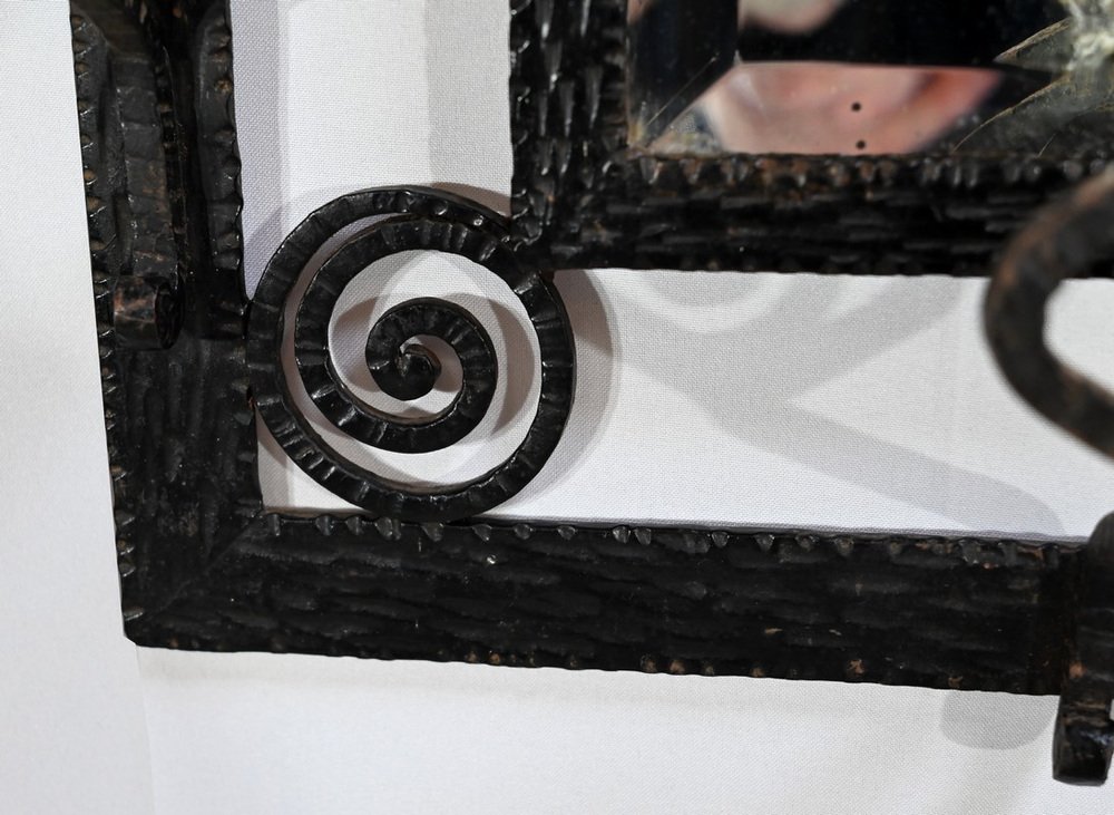 Wrought Iron Luggage Rack with Mirror, 1960s for sale at Pamono