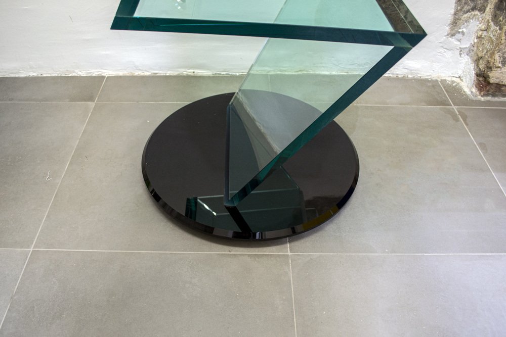 Black and Transparent Glass Swivel Console, Italy, 1980s for sale at Pamono