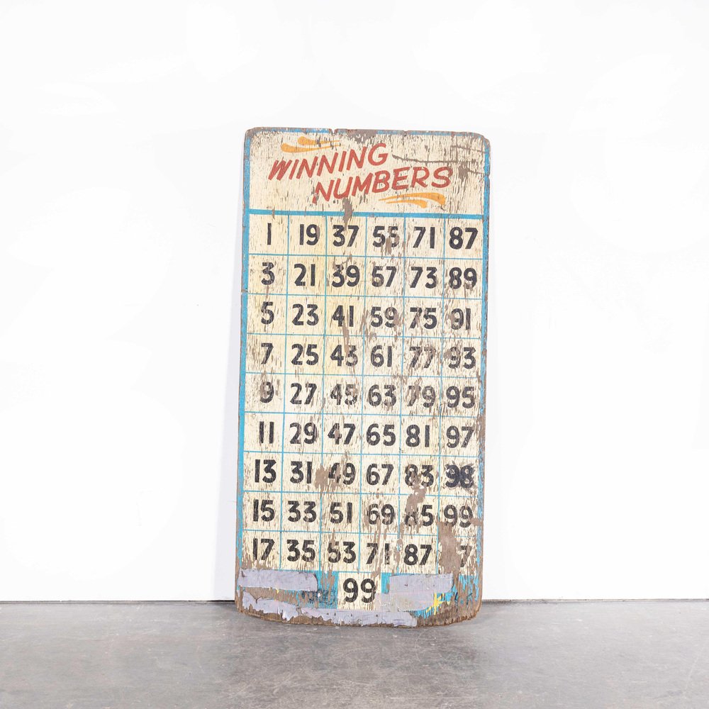 Large Original Winning Numbers Fairground Sign, 1950s for sale at Pamono