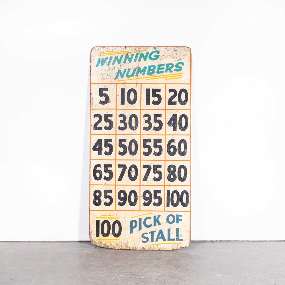 Large Original Winning Numbers Fairground Sign, 1950s for sale at Pamono