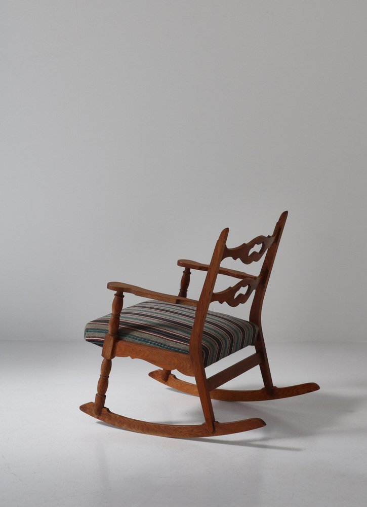 Modern Danish Rocking Chair in Oak & Wool Fabric by Henry Kjærnulff ...