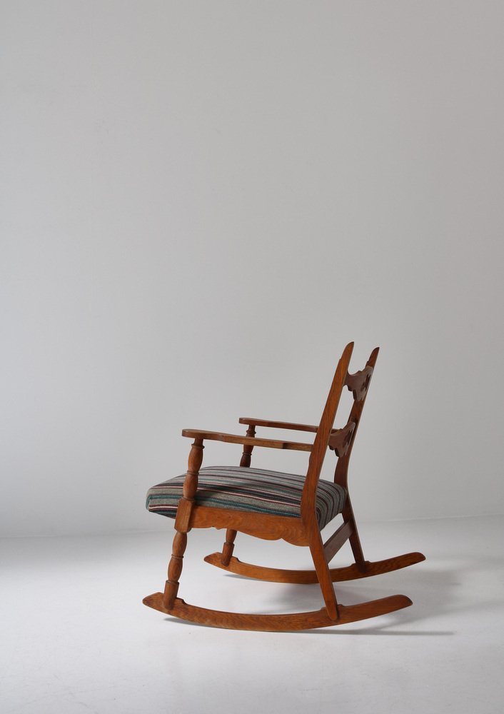 Modern Danish Rocking Chair in Oak & Wool Fabric by Henry Kjærnulff ...