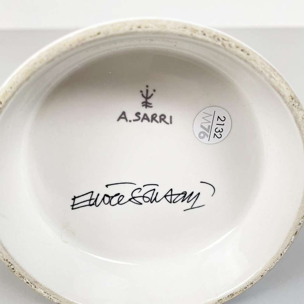 Vaso moderno in ceramica gialla di Ettore Sottsass per A. Sarri, Italia ...