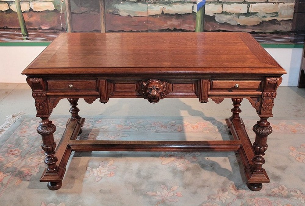 20th Century Gothic Style Oak Desk, 1920s for sale at Pamono