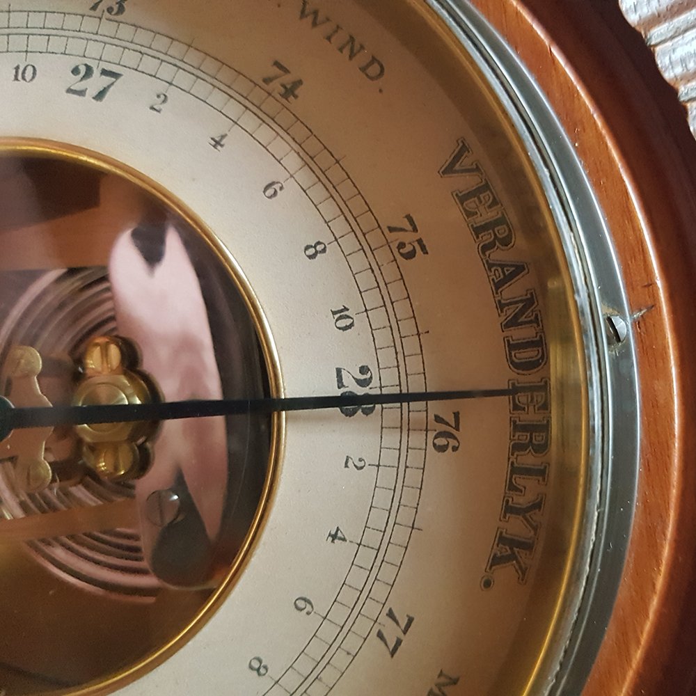 Wall-Mounted Weather Station in Carved Wood for sale at Pamono