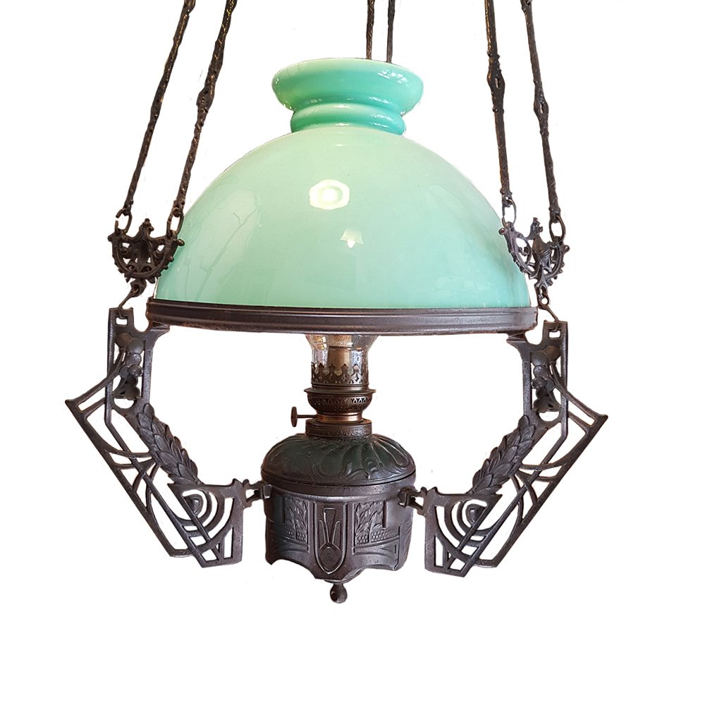 Art Nouveau Adjustable Counterweight Oil Pendant Lamp for sale at Pamono