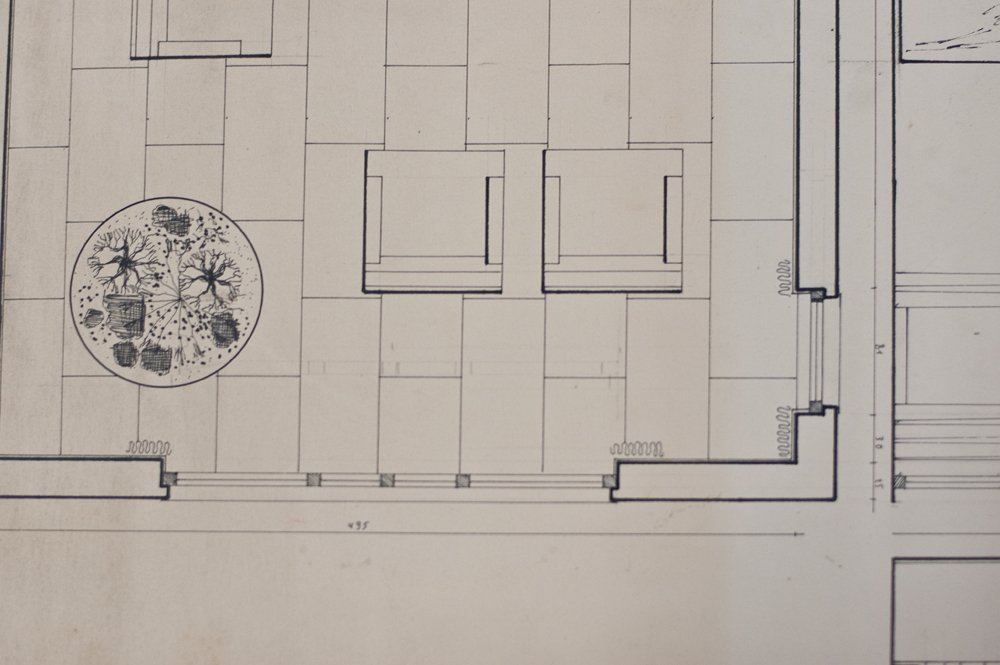 F. Janssens, Architectural Drawing of Reception Room, 1950s, Drawing on ...