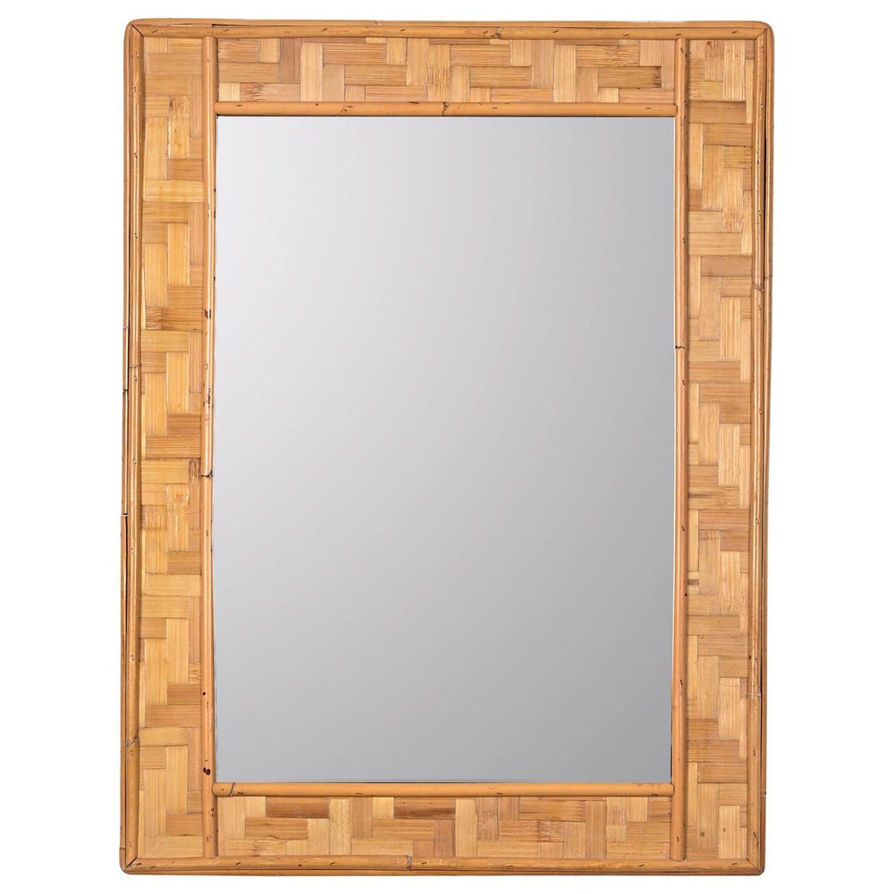 Mid-Century Italian Rectangular Framed Mirror in Bamboo and Woven ...
