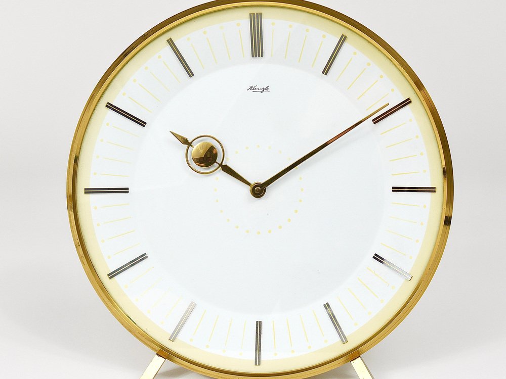 Mid-Century German Kienzle Brass Table Clock, 1950s for sale at Pamono