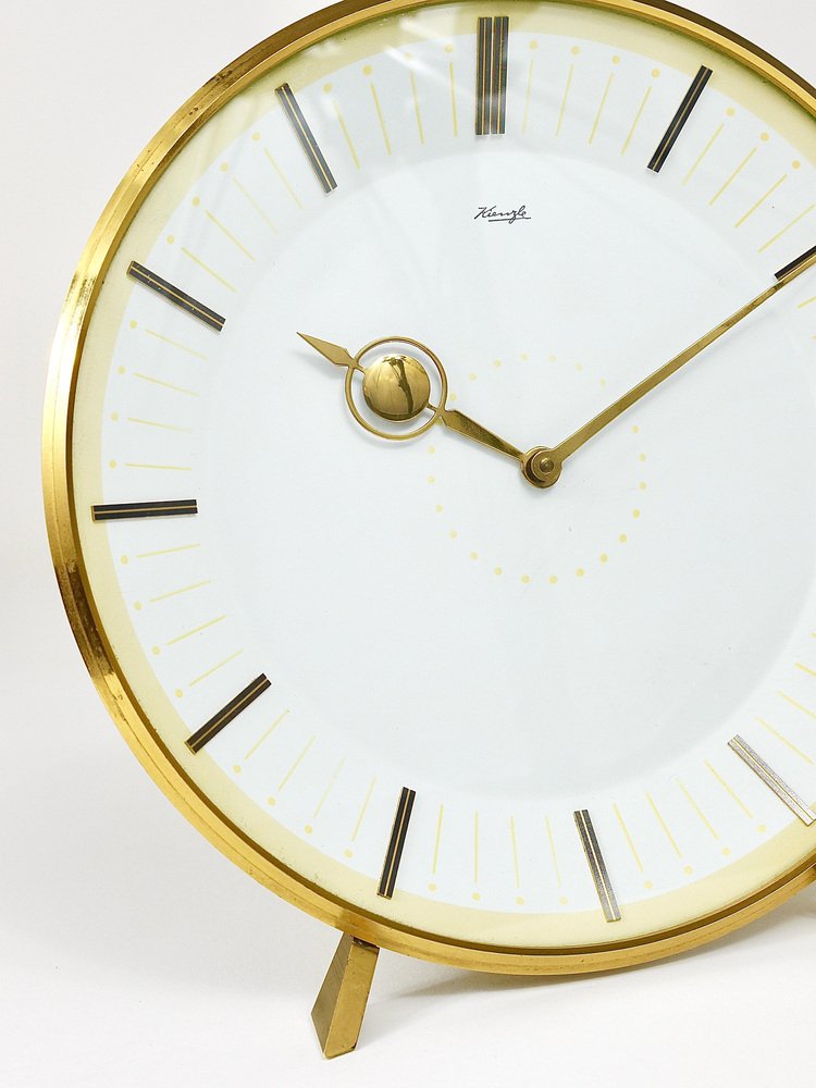 Mid-Century German Kienzle Brass Table Clock, 1950s for sale at Pamono