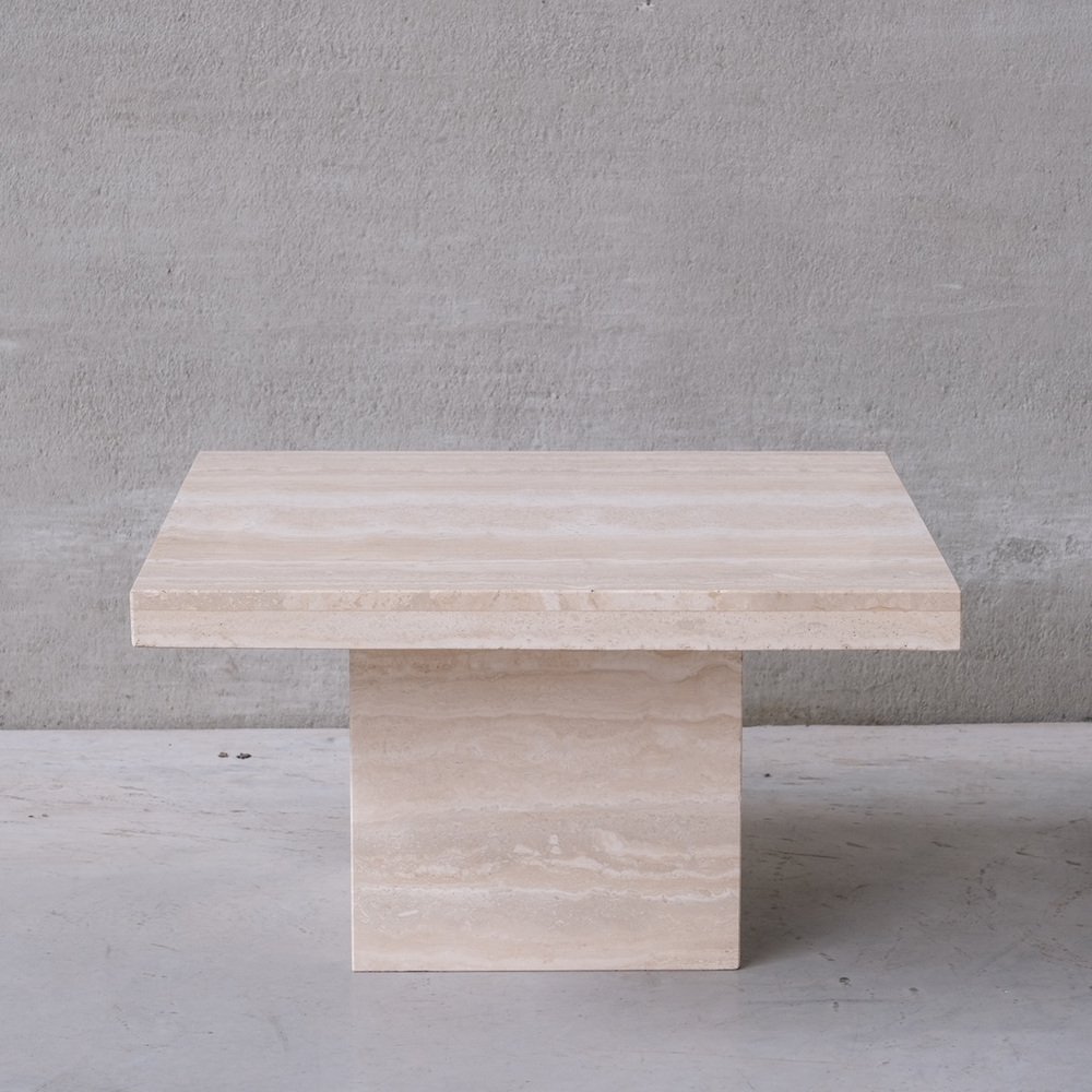 Square Travertine Coffee Table, Belgium, 1970s for sale at Pamono