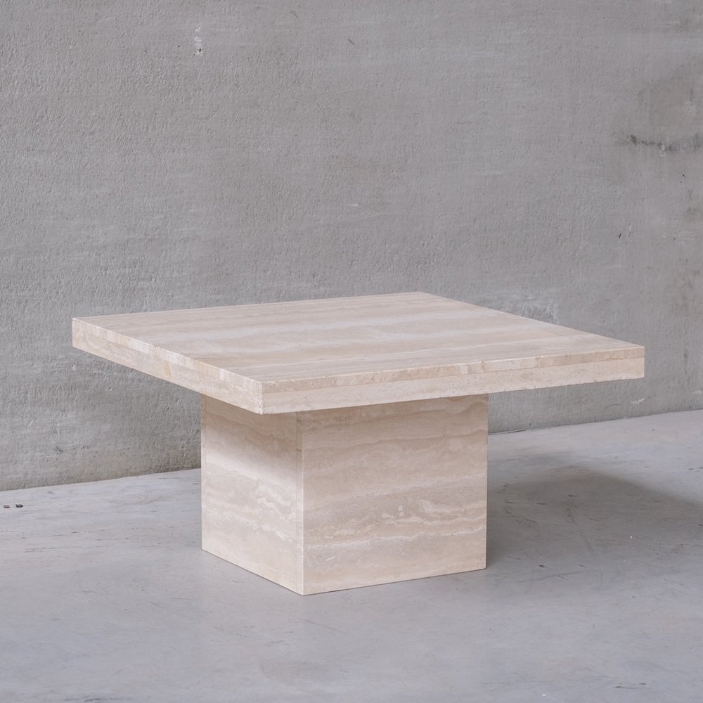 Square Travertine Coffee Table, Belgium, 1970s for sale at Pamono