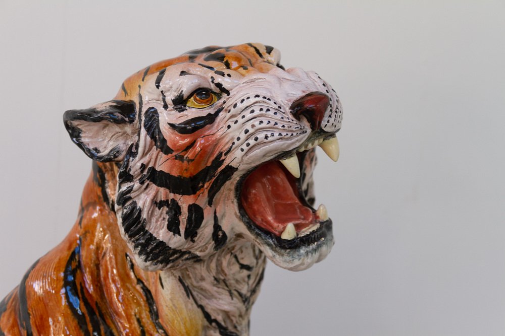 Large Italian Ceramic Tiger, 1970s for sale at Pamono
