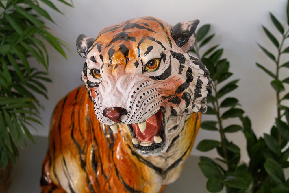 Large Italian Ceramic Tiger, 1970s for sale at Pamono