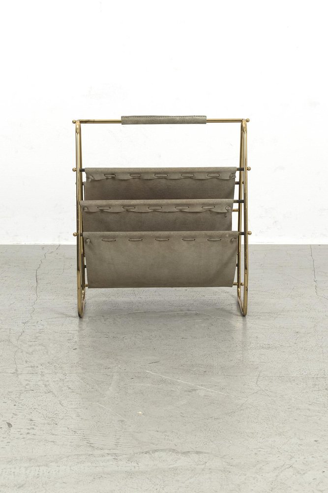 Vintage Magazine Rack in Brass for sale at Pamono