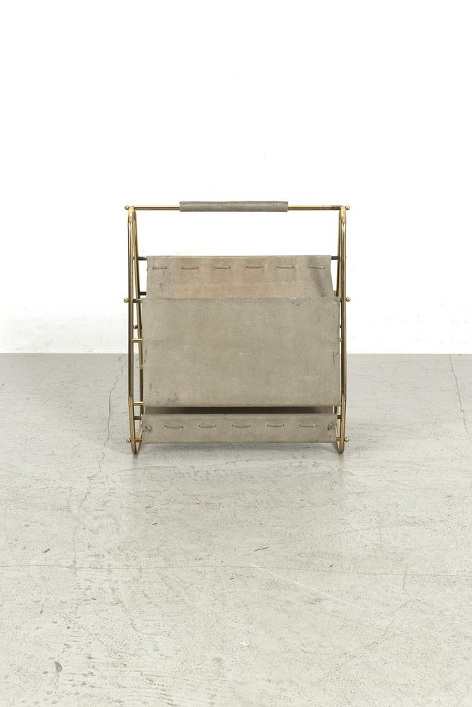 Vintage Magazine Rack in Brass for sale at Pamono