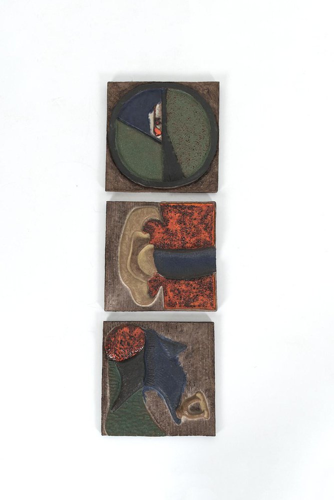 Ceramic Triptych Wall Sculpture for sale at Pamono